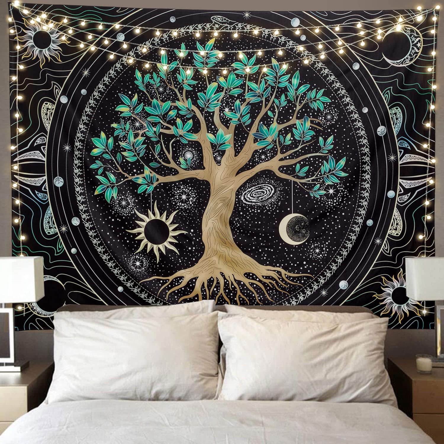 SOFIKAANMU Bedroom Aesthetic Black Light Tree of Life Tapestrys UV ...
