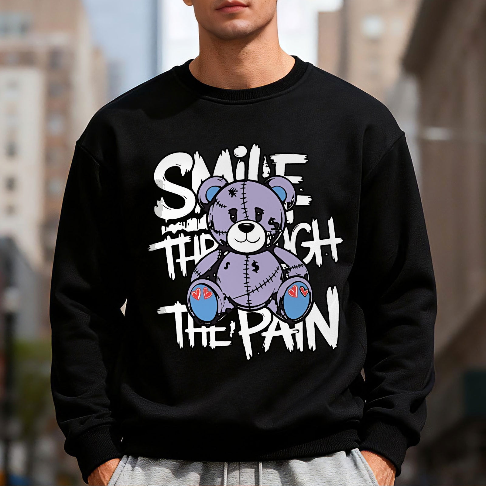 SOFIKAANMU Men's Pure Cotton Crew Neck Sweatshirt, Available In Various ...