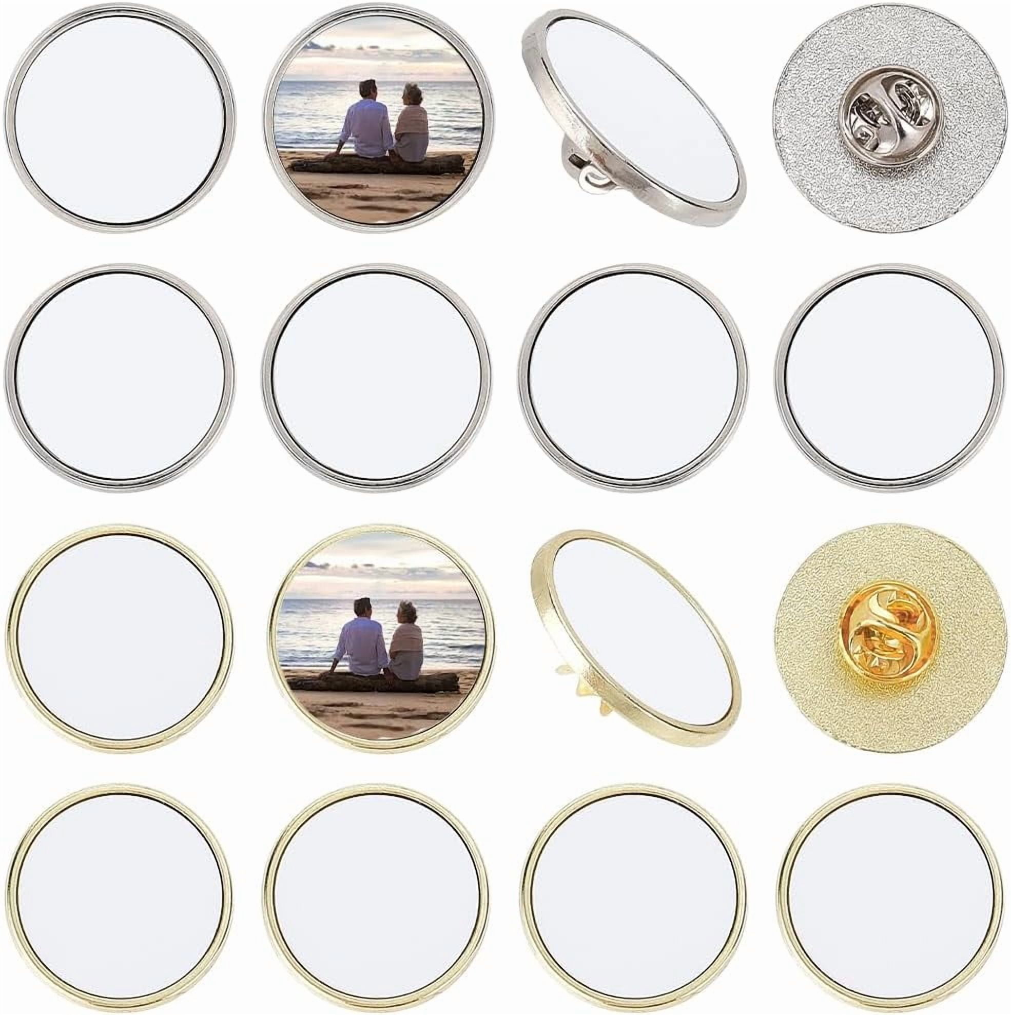 SOFPLAT 1 Box 20 Sets Sublimation Blank Buttons Flat Round Brooch Pins ...