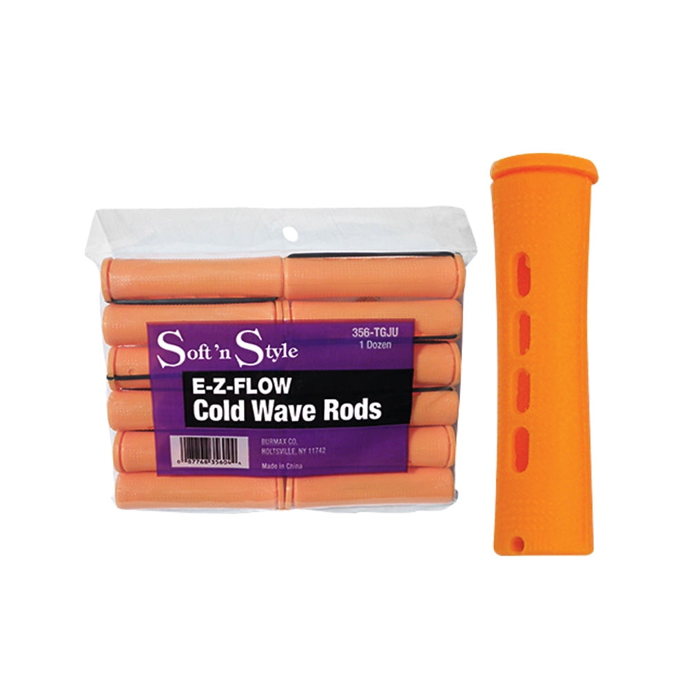 Burmax Soft 'n Style E-Z-Flow Cold Wave Rods, Tangerine, 12 Pack ...
