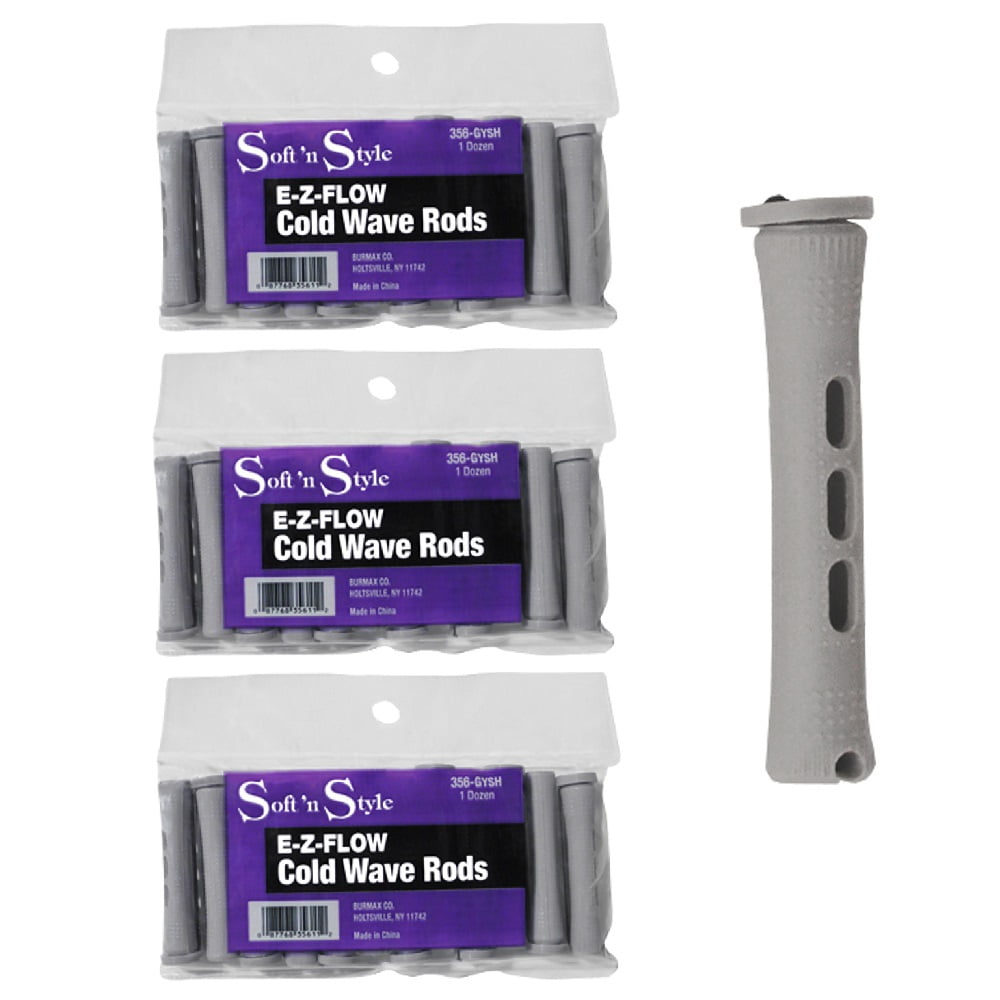 SOFT 'N STYLE Salon E-Z Flow Cold Wave Rods Short Grey HC-356GYSH (3 ...
