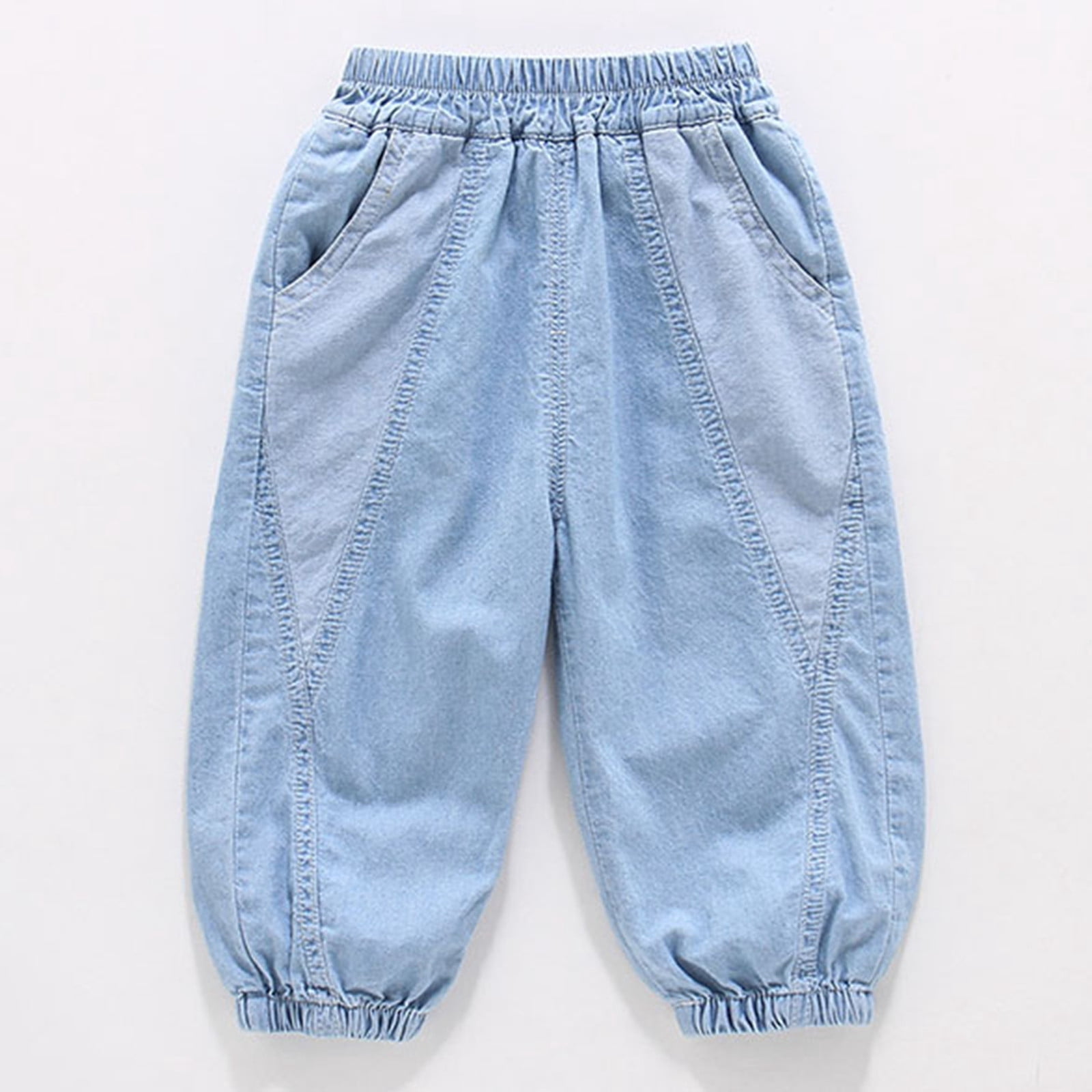 SOFTCCLO Boys Jeans Thin Summer Flower Embroidery Tapered Loose ...