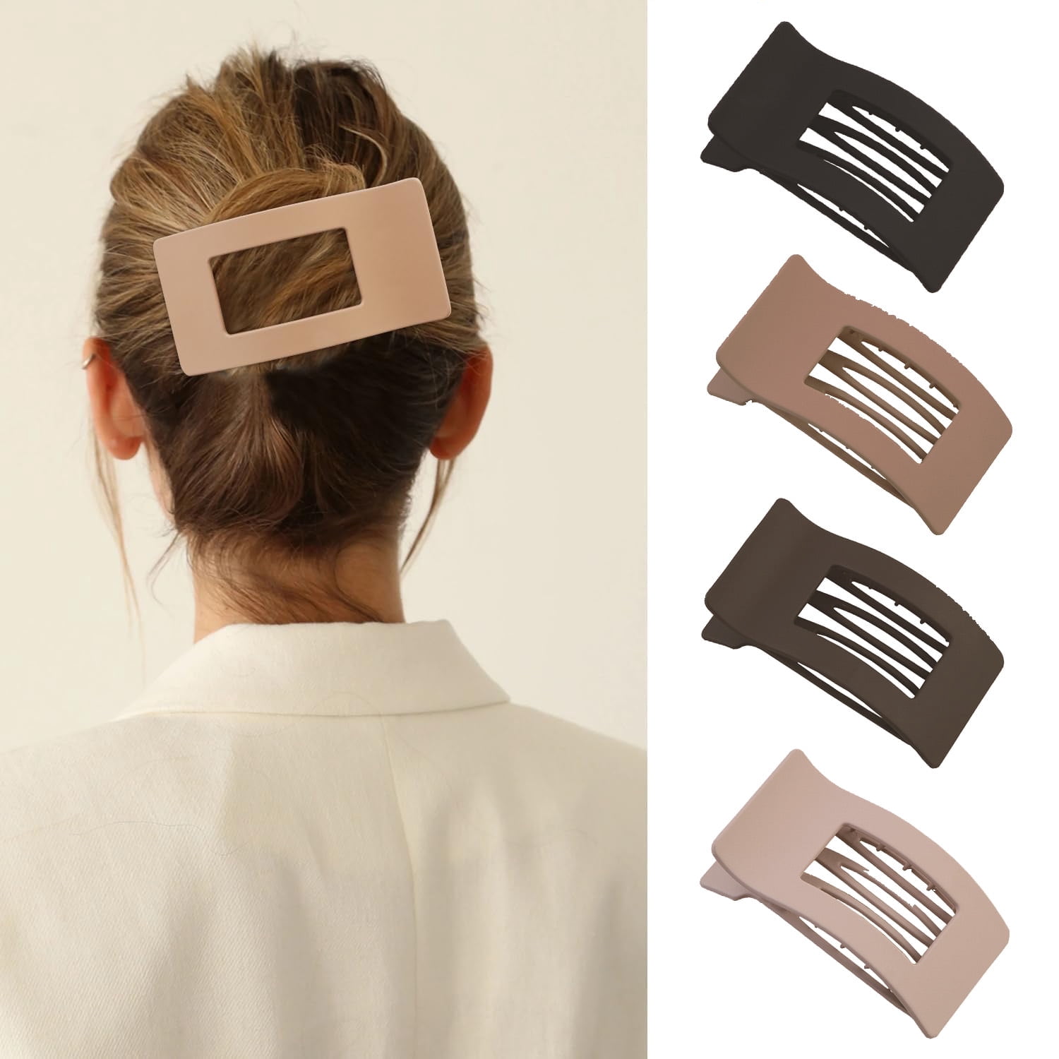 SOFTGAS 4 Packs French Flat Hair Clips for Women – Large Matte No-Slip ...