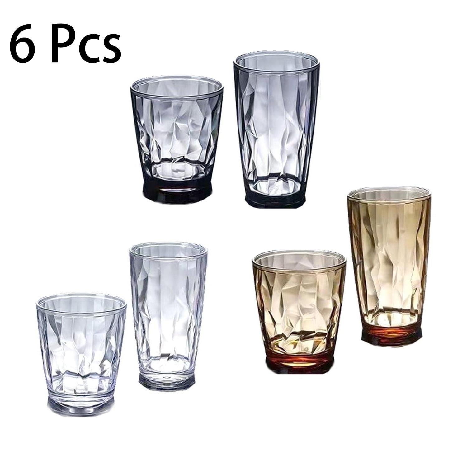 SOFTGAS Set of 6 Plastic Drinking Glasses, 10oz and 16oz Reusable ...