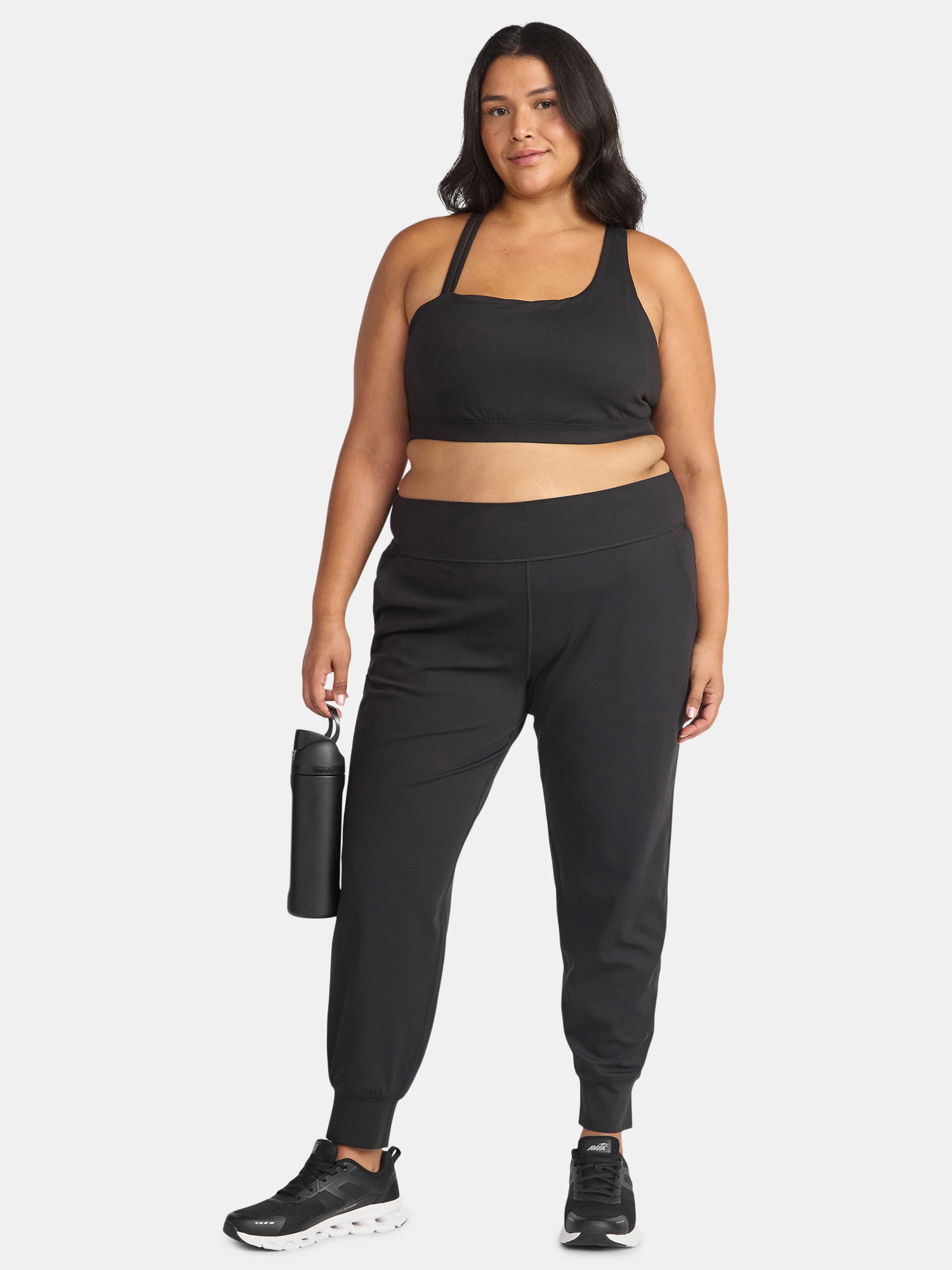 Avia Women's and Women's Plus SoftSculpt High-Rise Joggers with Side ...