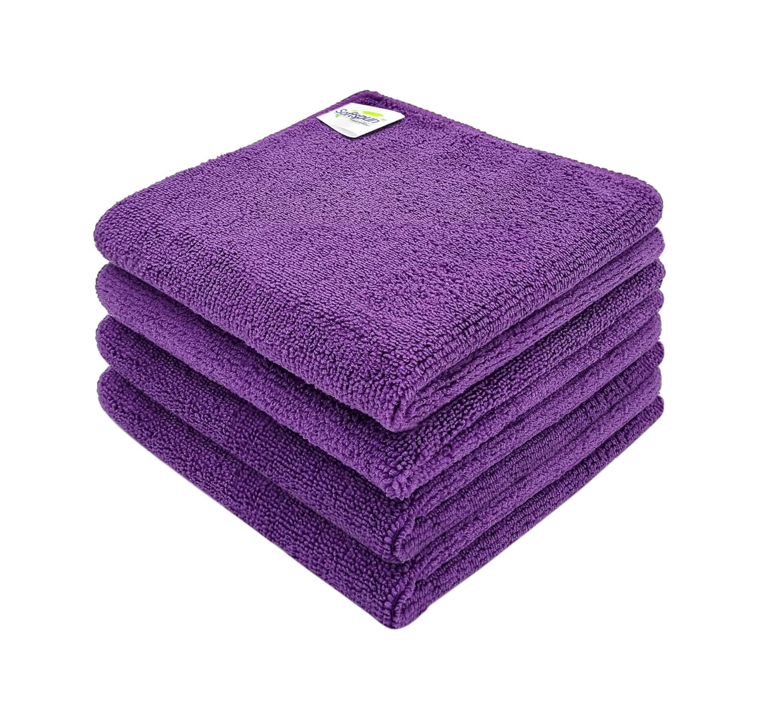 SOFTSPUN Microfiber Cleaning Cloths 4pcs 30x30cms 340GSM Purple Highly ...