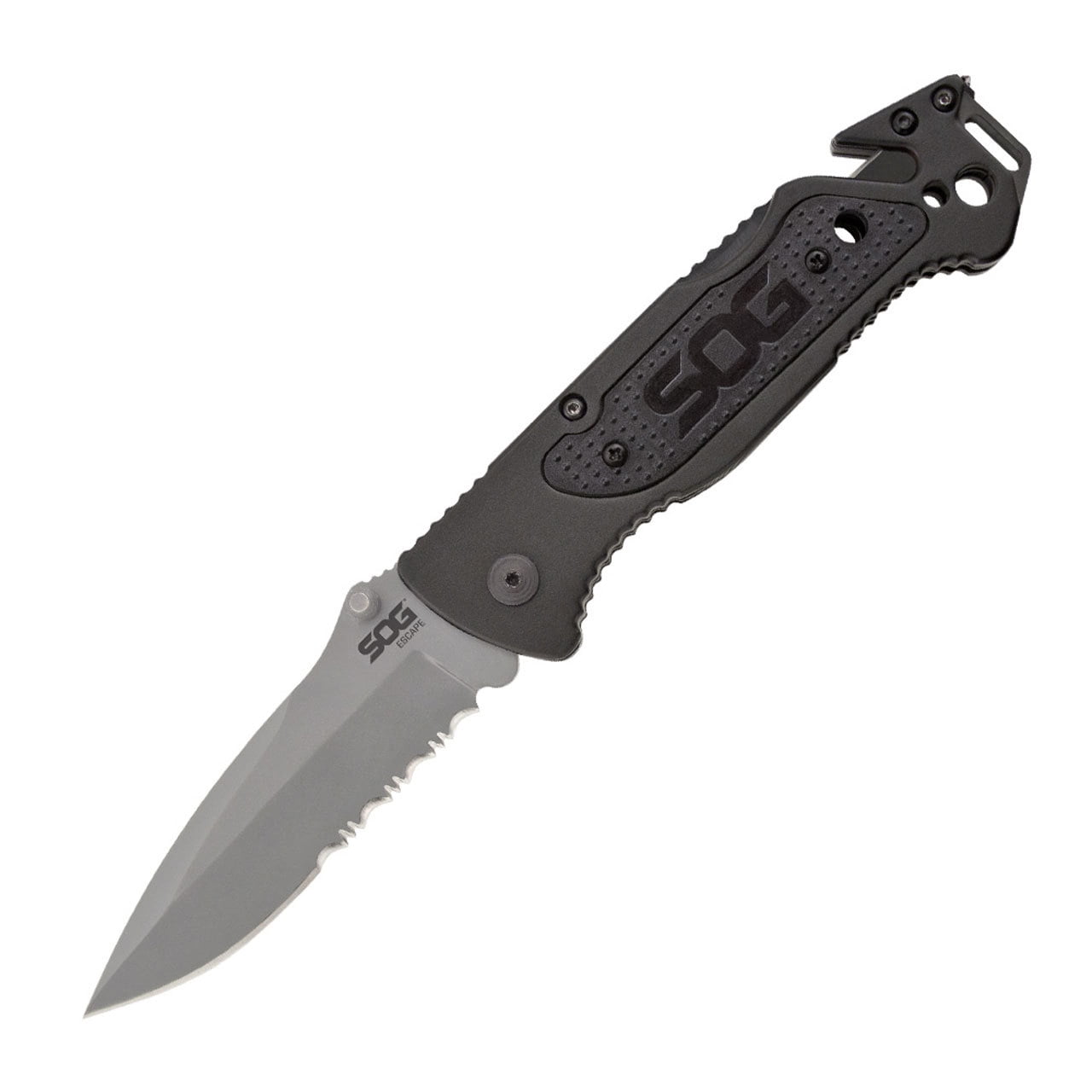 SOG Knives Black Anodized Aluminum Escape Lockback Bead-Blasted ...