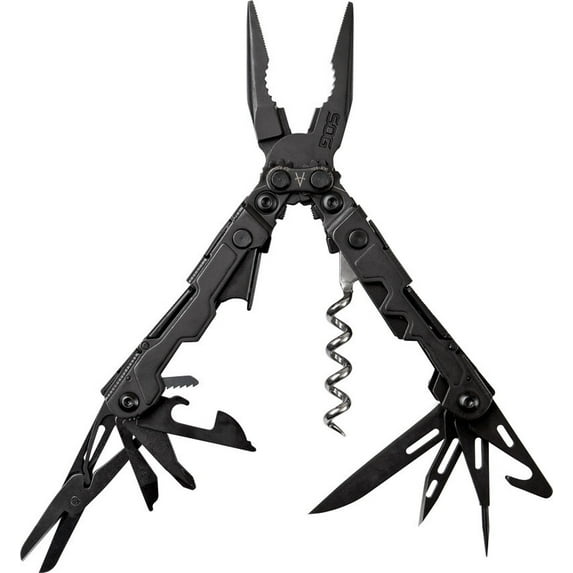 SOG PowerLitre Multi Tool Black Knife Pliers Ruler Screwdriver Scissors ...