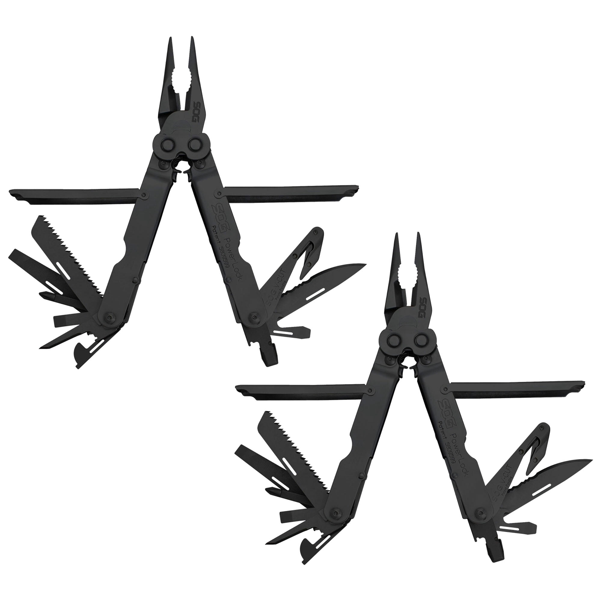 SOG Powerlock Stainless Steel V Cutter Multi Tool Pliers, Black (2 Pack ...