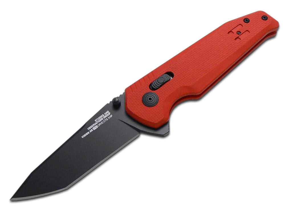 SOG Knives SOG Vision XR LTE Red Folding Knife 3.36in Plain Black Tanto ...