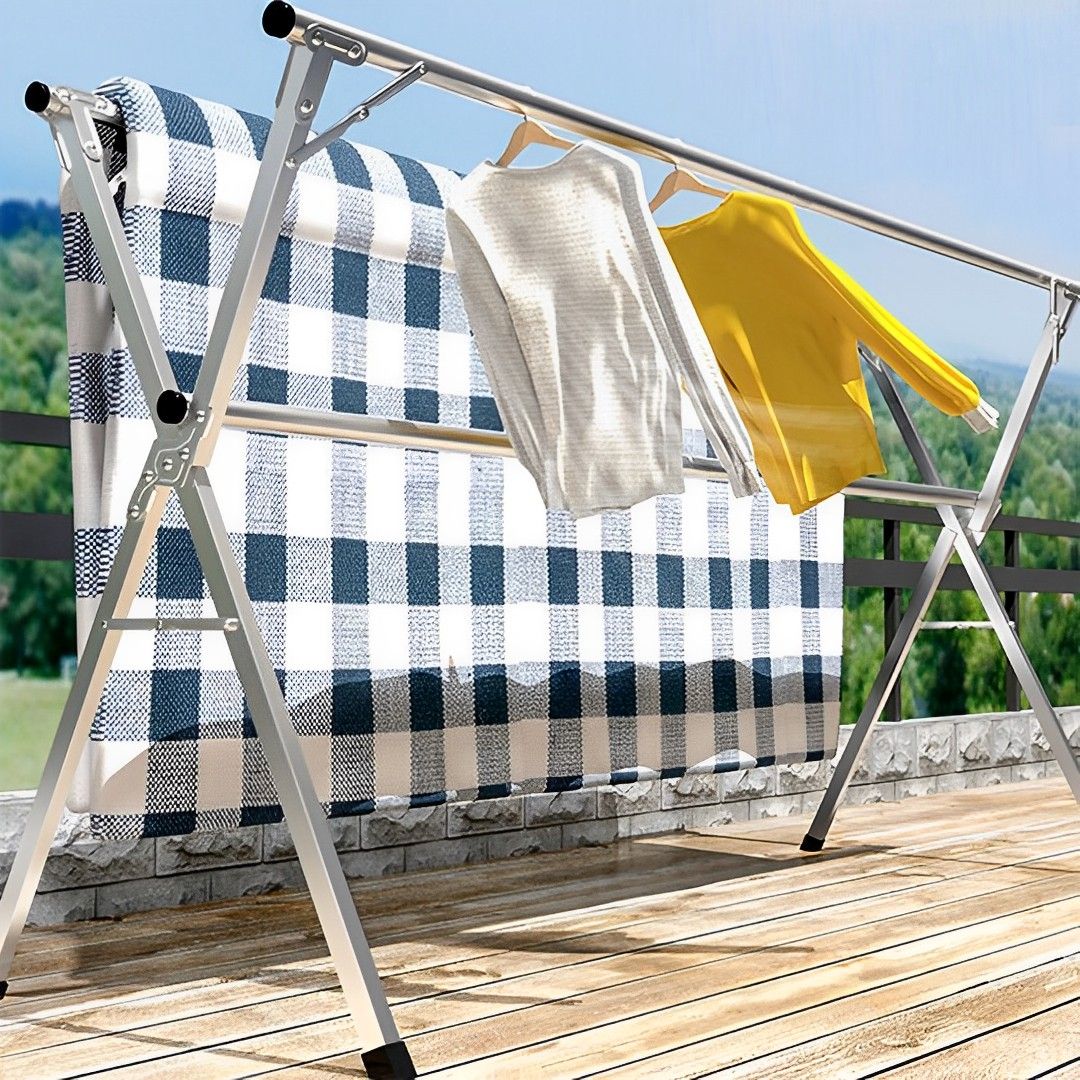 SOGA 2.0m Portable Standing Clothes Drying Rack Foldable Space-Saving ...