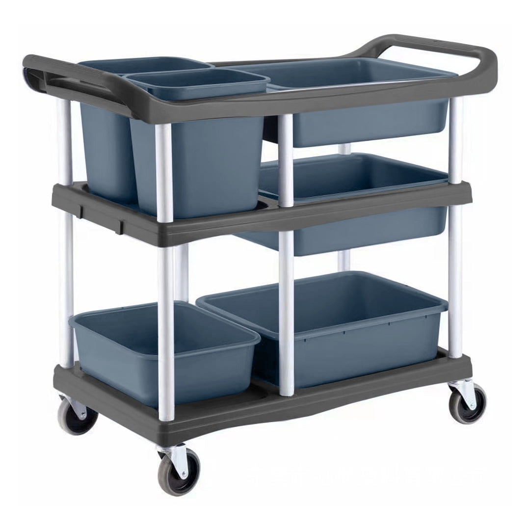 SOGA 3-Tier Commercial Soiled Food Trolley Dirty Plate Cart Five ...