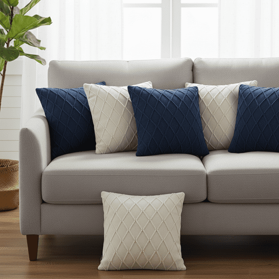 SOGA 6PC 45cm Pillow Cover Set – 3 Charcoal Grey Cable Knit & 3 Cream ...