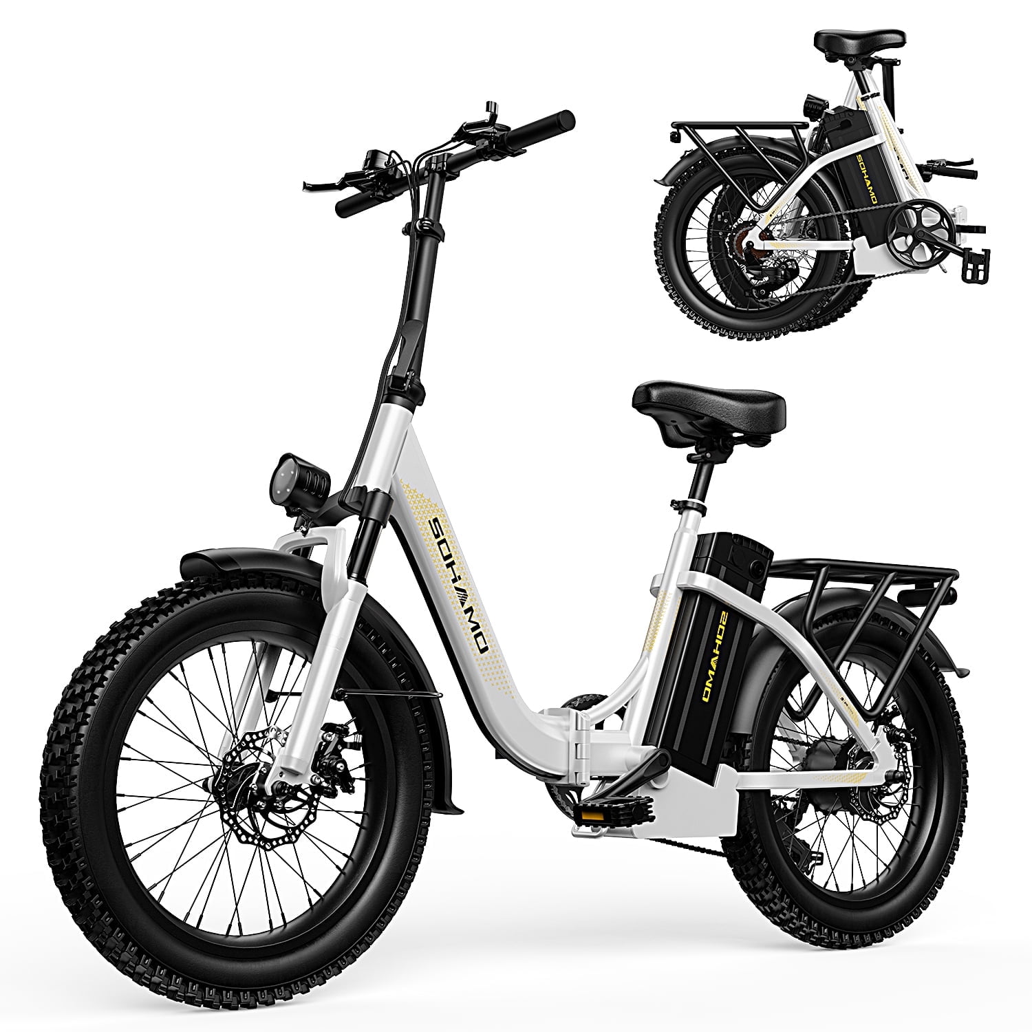 "SOHAMO Adult Electric Bike, 750W, 48V, 20AH Foldable Ebike, 20"" Fat ...
