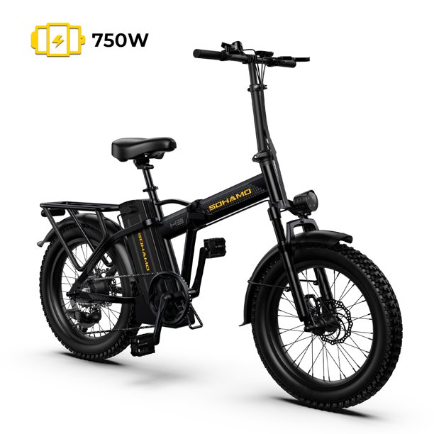 SOHAMO H3 Folding Electric Bike 20" Fat Tire, E-bike for Adults, 750W Motor 48V 15AH Removable ...