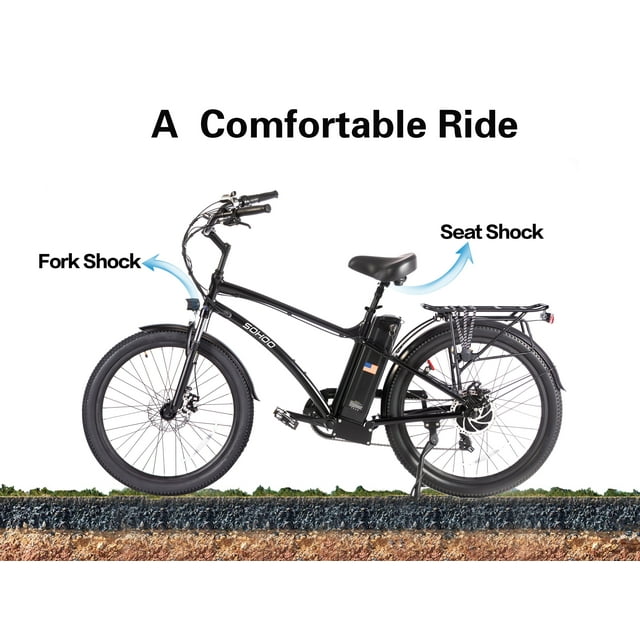 SOHOO 48V500W13Ah 26" Adult Step-Over Beach Cruiser Electric Bicycle ...