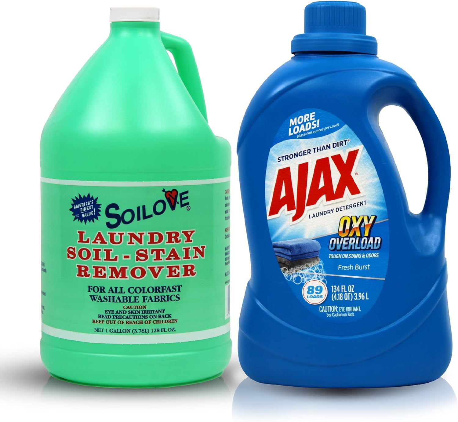 SOILOVE 1 Gallon Laundry Stain Remover & Ajax 134oz Oxy Overload Liquid ...