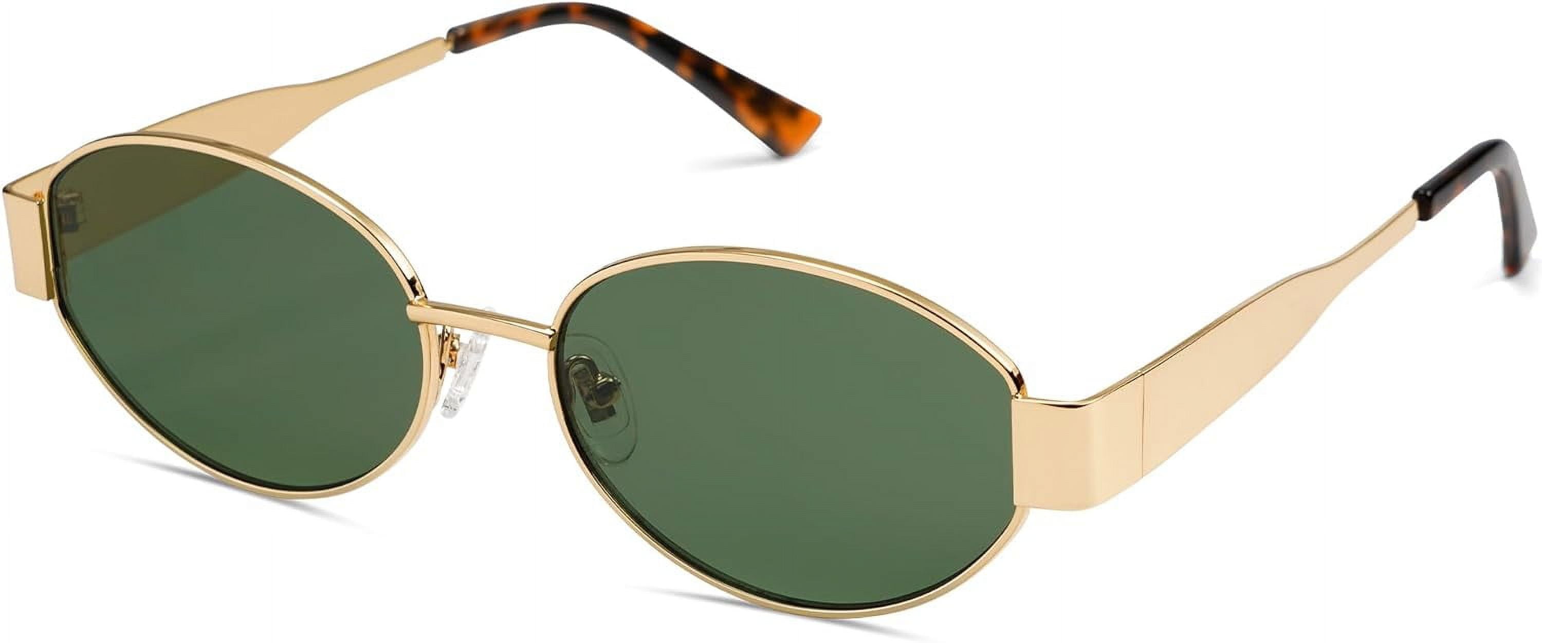 SOJOS Retro Oval Sunglasses, UV400 Protection, Unisex, Shiny Gold/Green - Walmart.com