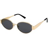 DUANHUI UV400 Protection Unisex Retro Oval Sunglasses, Gold and Grey ...