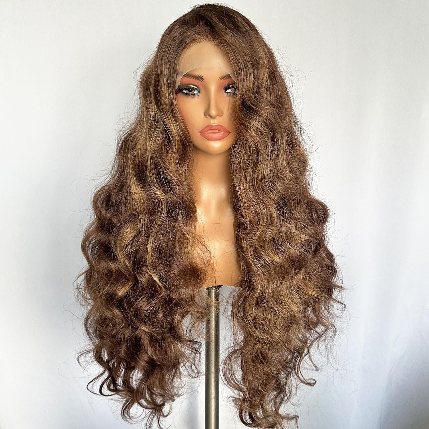 SOKU 13x6 Lace Frontal Wig Highlighted 32 Inch Body Wave Pre Plucked ...