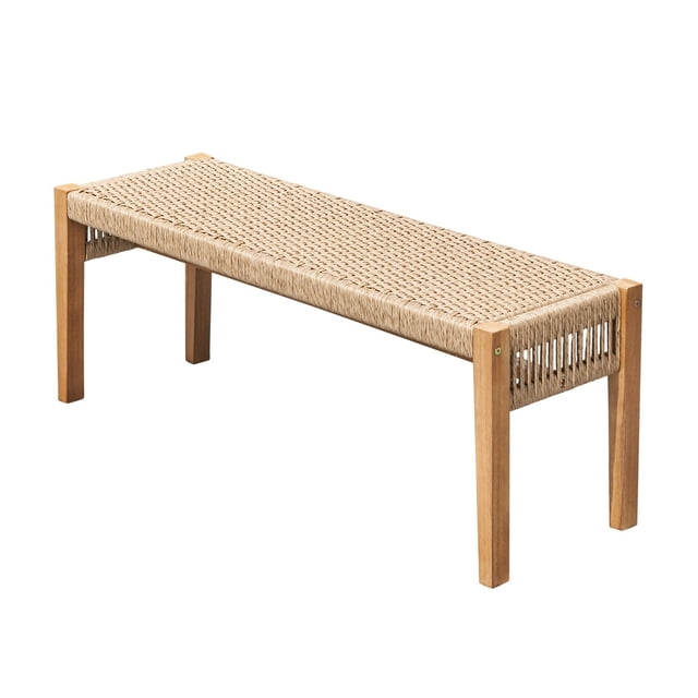 SOL HOME Wood Backless Bench Acacia Wood and Polyrattan - Walmart.com