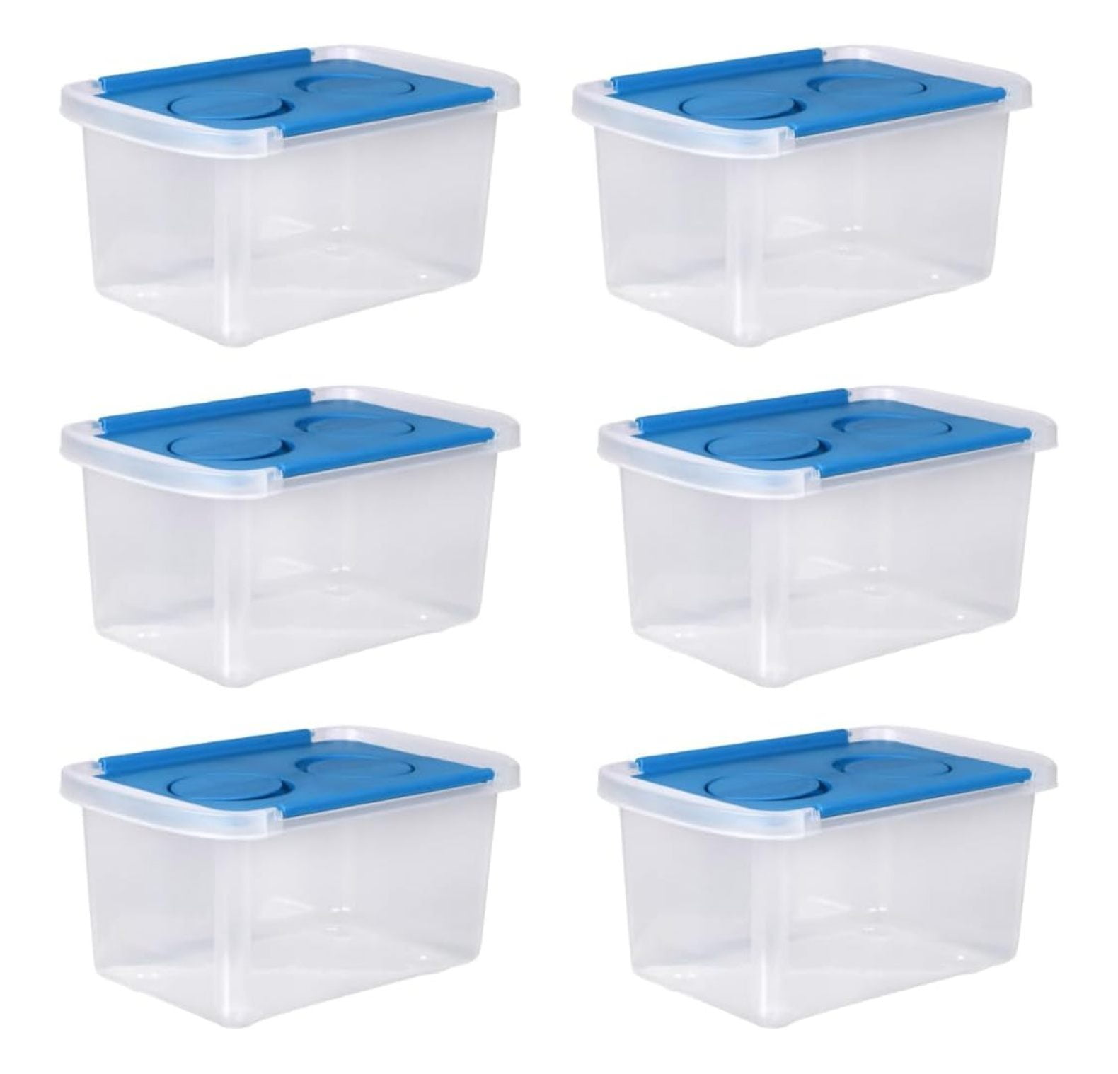 SOL MAR Clear Plastic Storage Boxes with Split-Hinged Lids - Blue ...