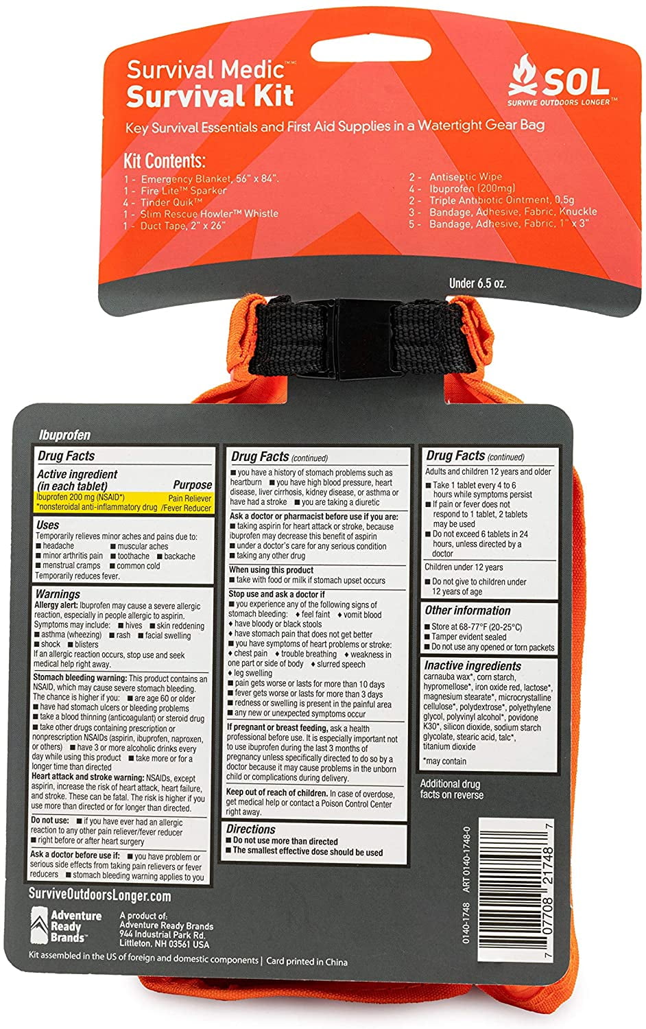 SOL Survive Outdoors Longer Survival Medic Kit in Dry Bag HSA/FSA ...