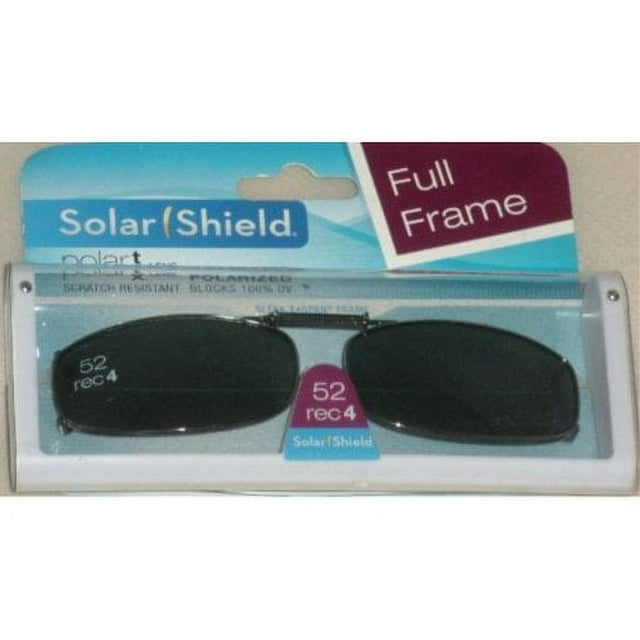 SOLAR SHIELD Clip-On Polarized Sunglasses, Size 52 Rec 4, Black Full ...