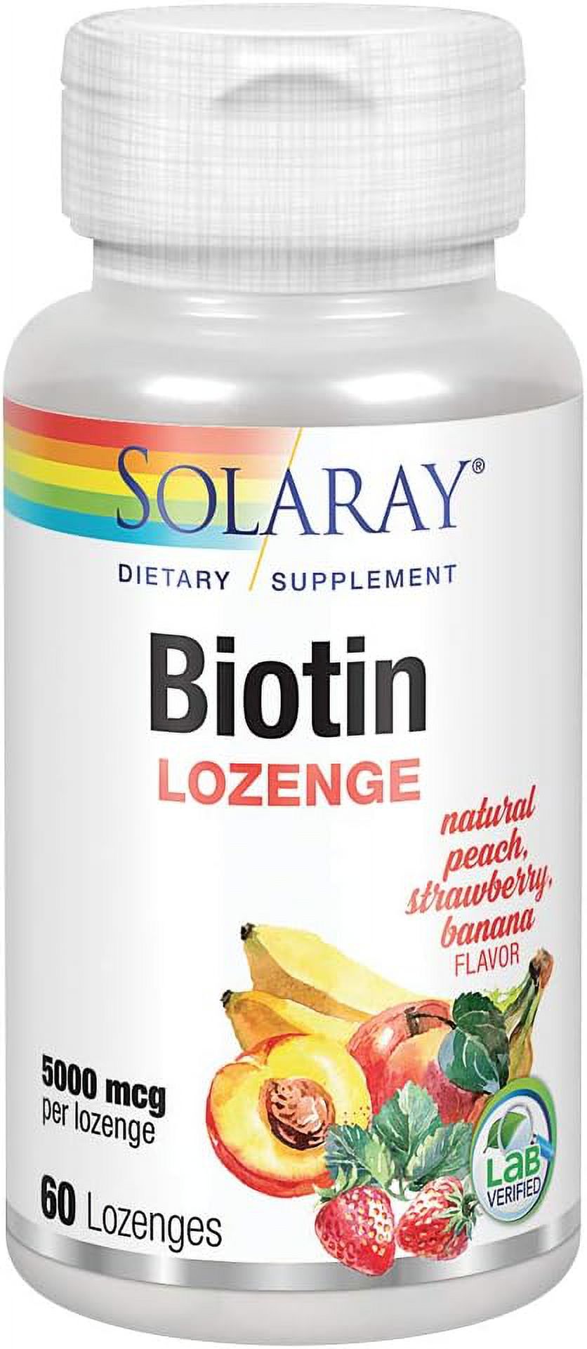 SOLARAY Biotin 5000 mcg | Natural Peach, Strawberry, Banana Flavor ...