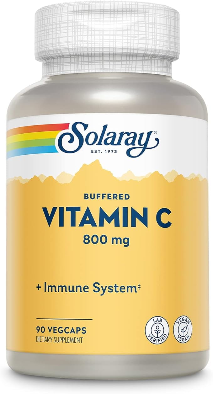 SOLARAY Buffered Vitamin C 800mg w/Rose HIPS & Acerola | Immune Function, Skin, Bone & Nerve ...