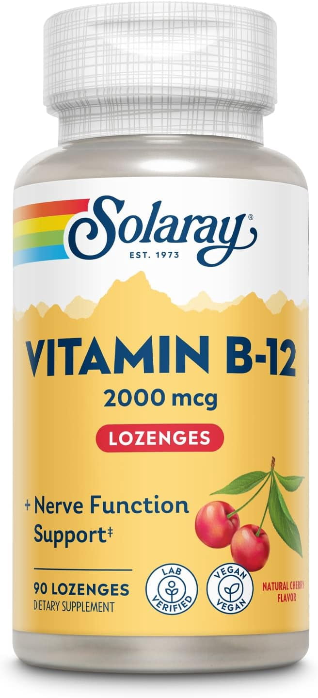 SOLARAY Vitamin B-12 2000 mcg No Sugar, Natural Cherry Flavor Healthy ...