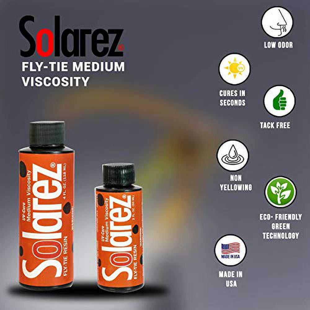 SOLAREZ Fly Tie UV Cure Resin - Medium Formula (0.5 oz.) Fly Tying ~ Build Fly Heads and Bodies ...