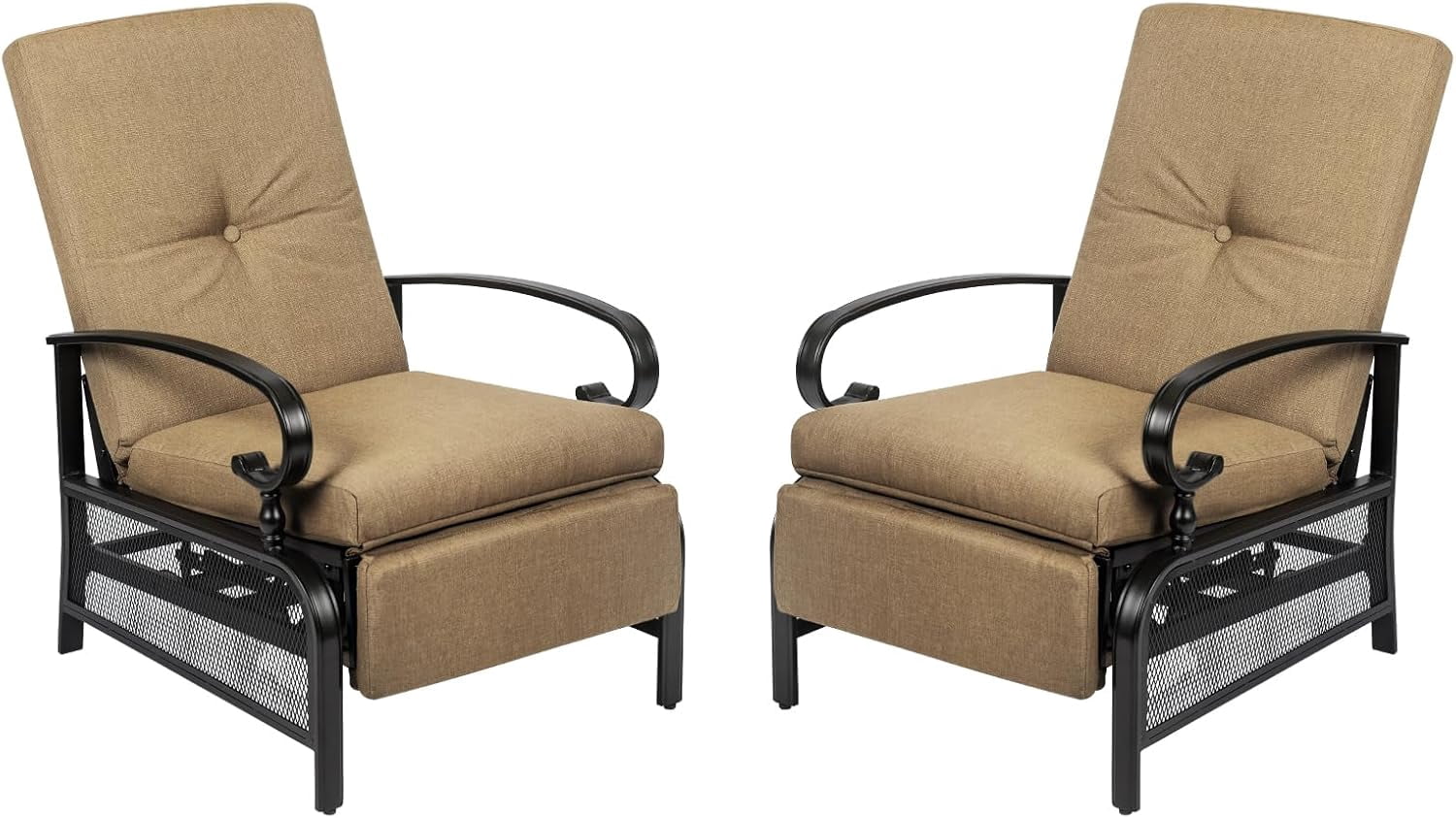 SOLAURA 2-Piece Outdoor Recliner Chairs Adjustable Backrest Lounge ...