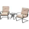 SOLAURA 3-Piece Outdoor Bistro Sets Patio Metal Spring Chairs and ...