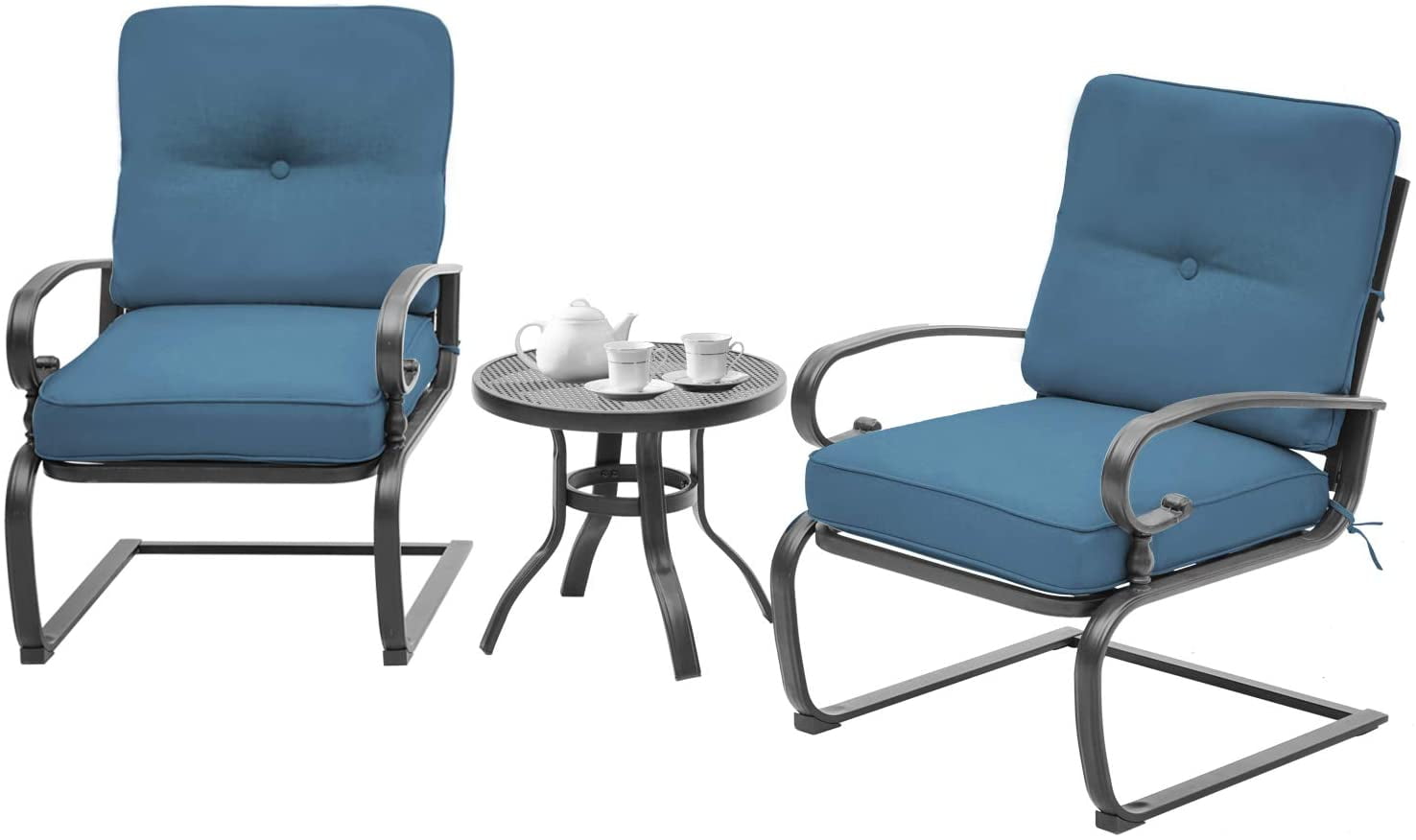 SOLAURA 3-Piece Small Outside Furniture Set Iron Porch Patio Chairs and ...