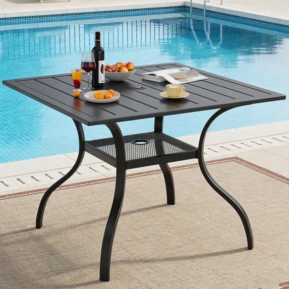 SOLAURA 37" Outdoor Square Patio Table, All-Weather Metal, 4-Person, 1. ...