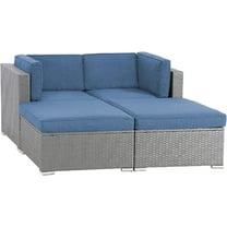 Mainstays Greyson Square 4 Pc Outdoor Patio Sectional Set Beige Black Steel Cushion Walmart Business Supplies