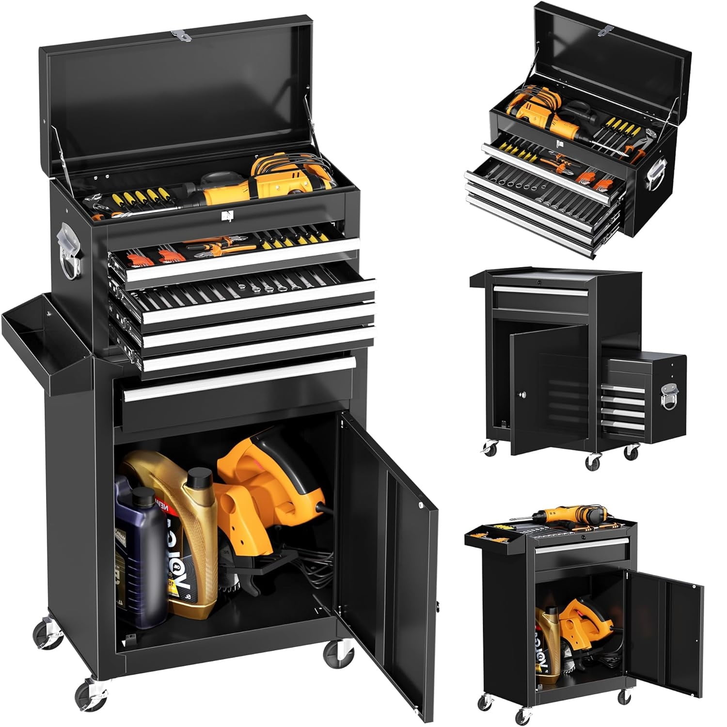 SOLAURA 5-Drawer Rolling Tool Chest Cabinet Metal Tool Storage Box ...