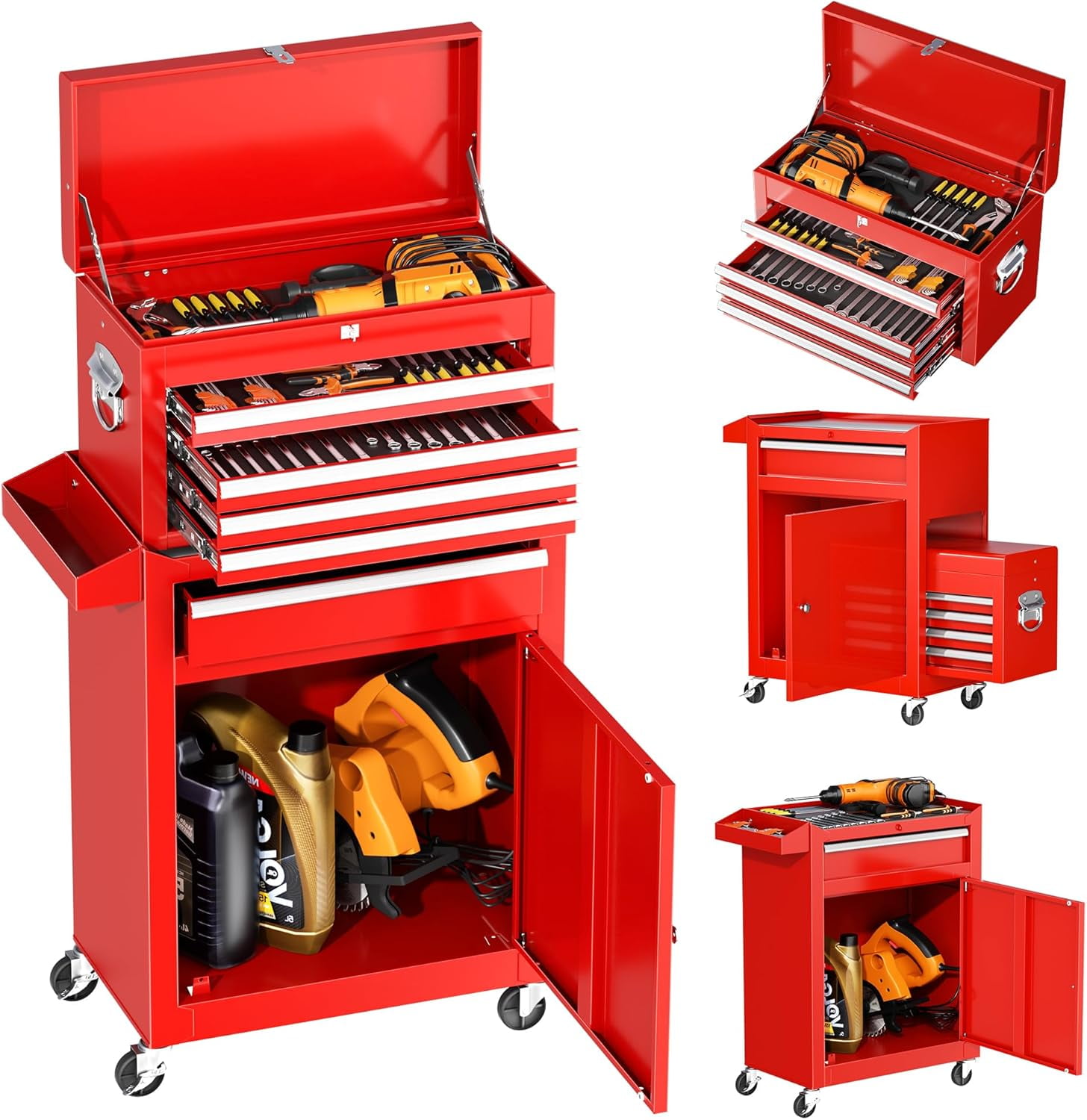 SOLAURA 5-Drawer Rolling Tool Chest Cabinet Metal Tool Storage Box ...