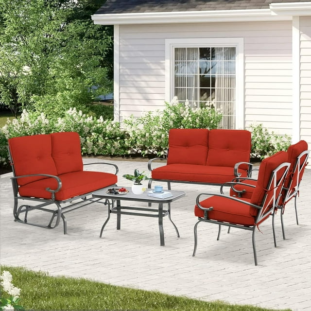 SOLAURA 5-Piece Outdoor Metal Furniture Set Patio Wrought Iron ...