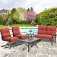 SOLAURA 5-Piece Outdoor Patio Conversation Sets with Metal Loveseat and ...