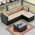 SOLAURA 5-Piece Outdoor Patio Furniture Sofa Set, Rattan Wicker ...