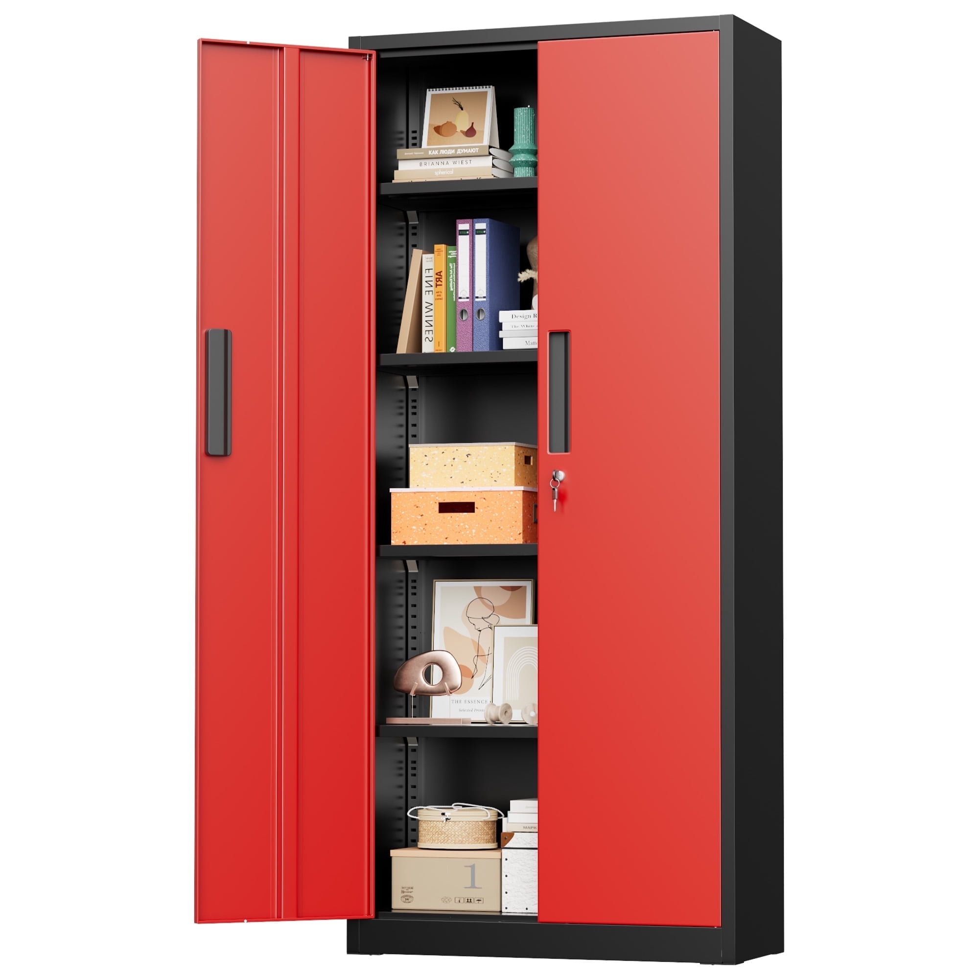 SOLAURA 63"H Metal Garage Storage Cabinet with Locking Doors and 4 ...