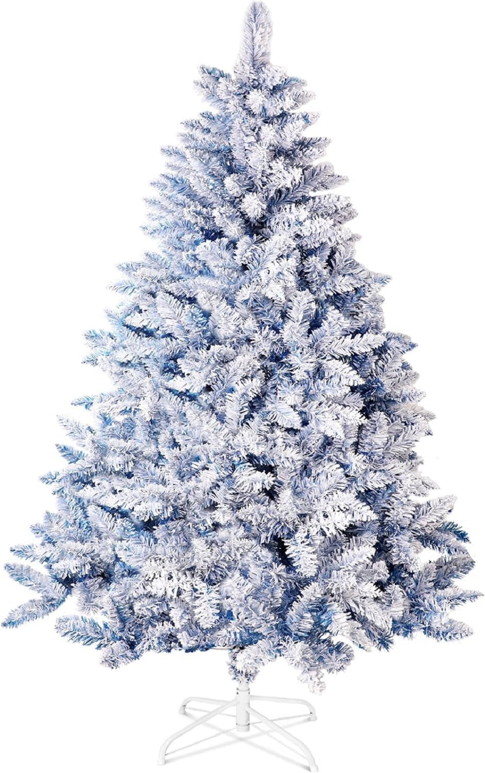 SOLAURA 6ft Blue Flocked Artificial Christmas Tree, Unlit Xmas Tree ...