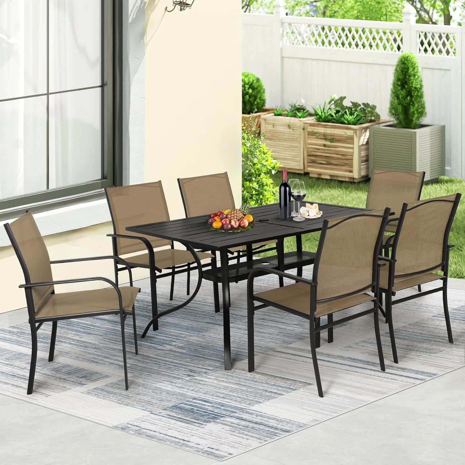 SOLAURA 7-Piece Outdoor Patio Dining Set, Patio Furniture Set with ...