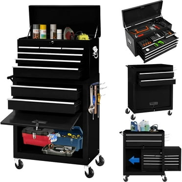 Aukfa Tool Chest, 2in1 Steel Rolling Tool Box & Cabinet On Wheels for ...