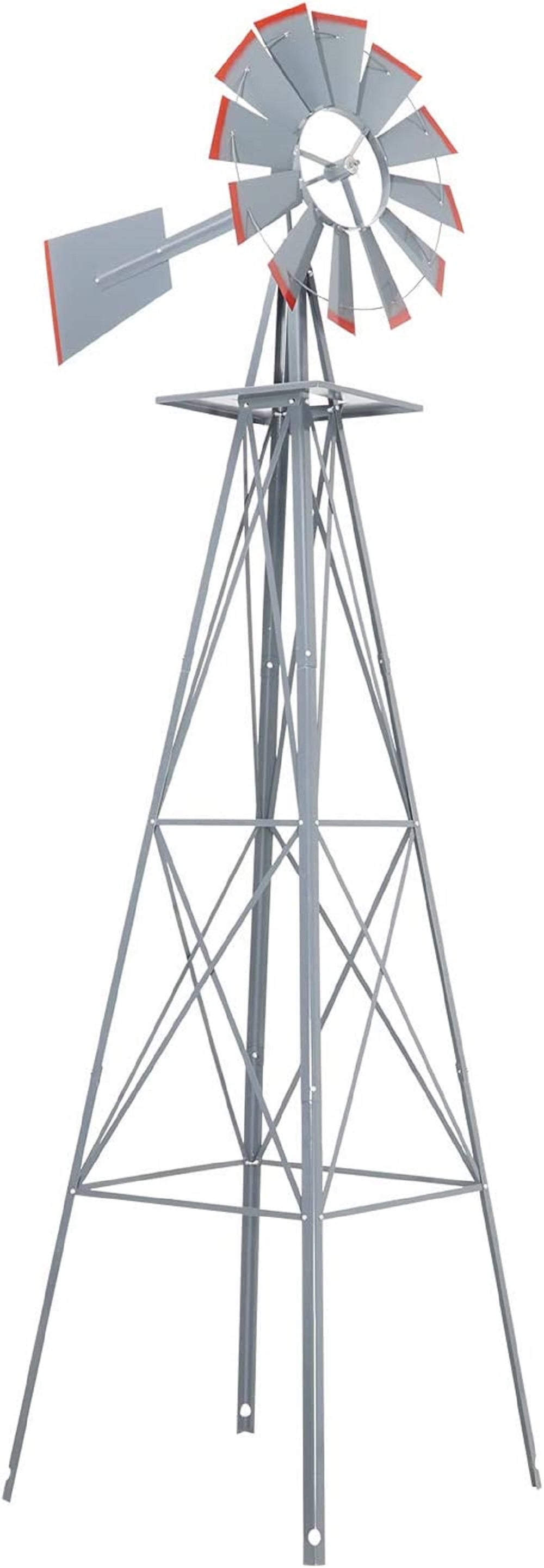 SOLAURA Heavy Duty 8FT Outdoor Windmill, Weather Resistant Metal ...