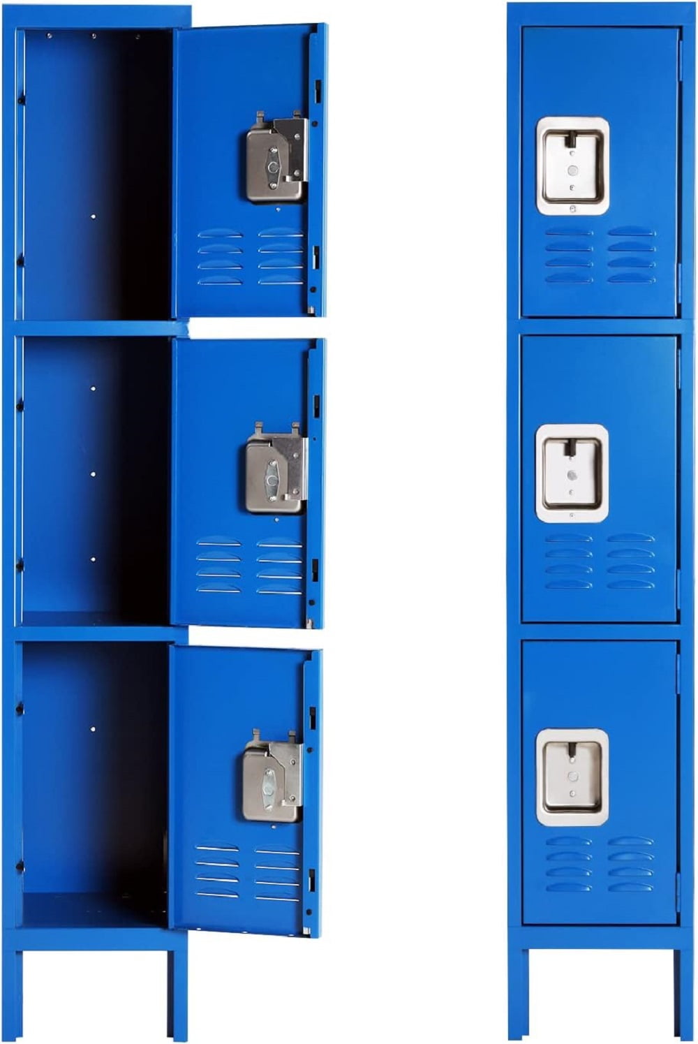 SOLAURA Metal Lockers with 3 Doors Tall Steel Storage Cabinet for Gym ...