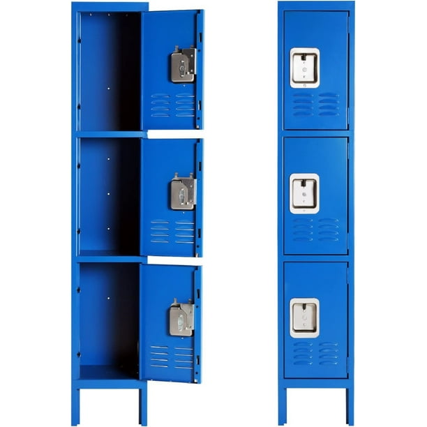 SOLAURA Metal Lockers with 3 Doors Tall Steel Storage Cabinet for Gym ...