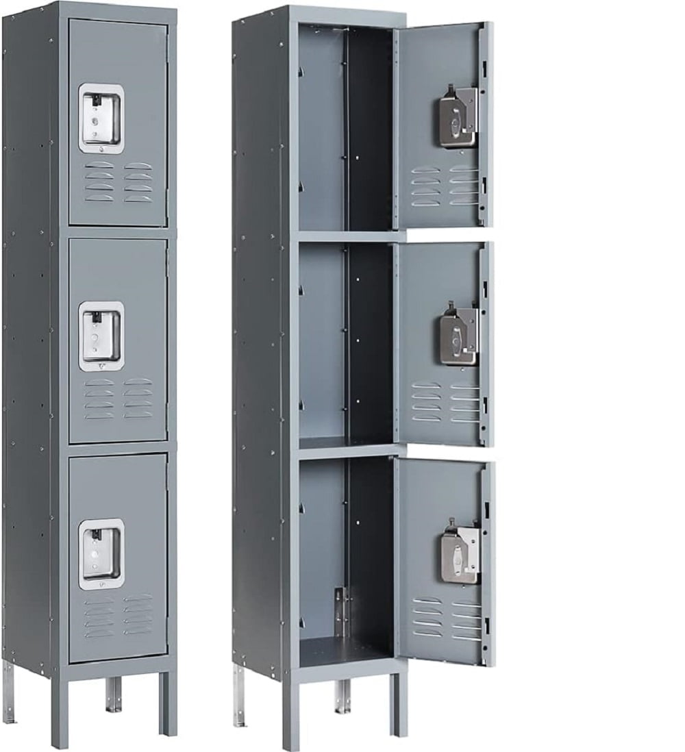 SOLAURA Metal Storage Lockers with 3 Doors Large Steel Cabinet for Gym ...